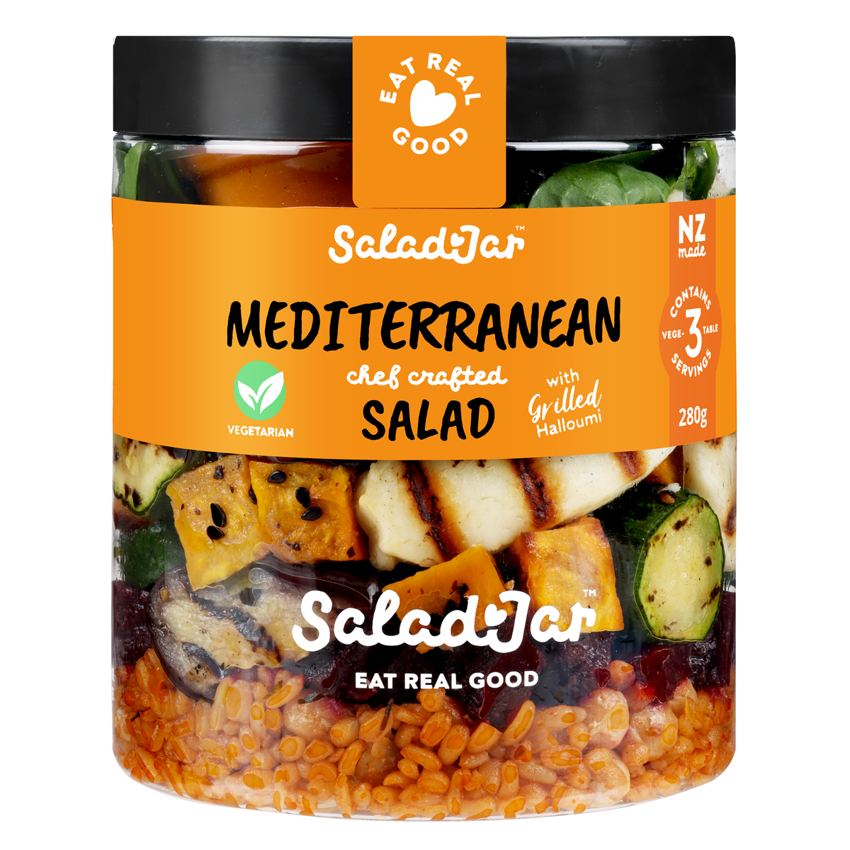 Mediterranean Chef Crafted Salad with Grilled Halloumi, Aubergine ...